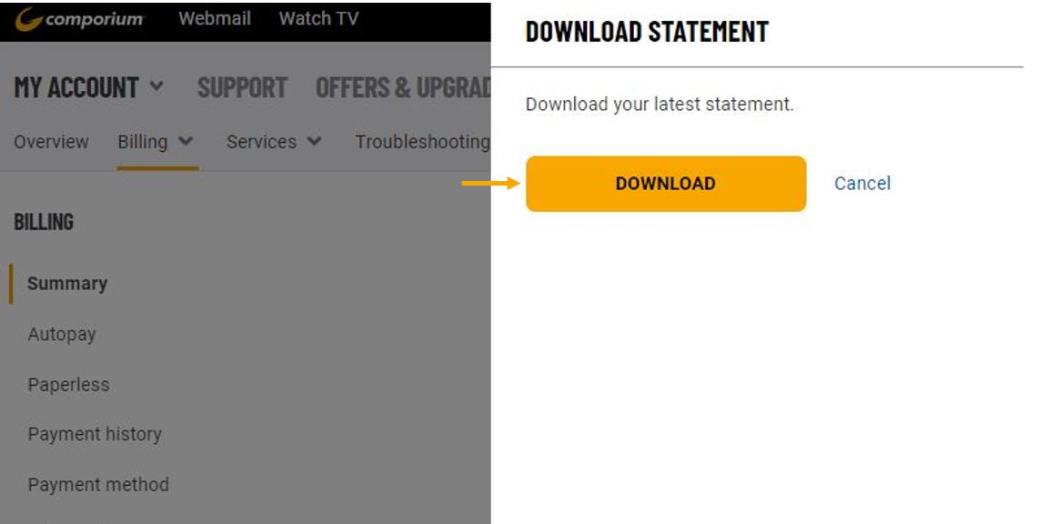 How do I print my bill on My Comporium?